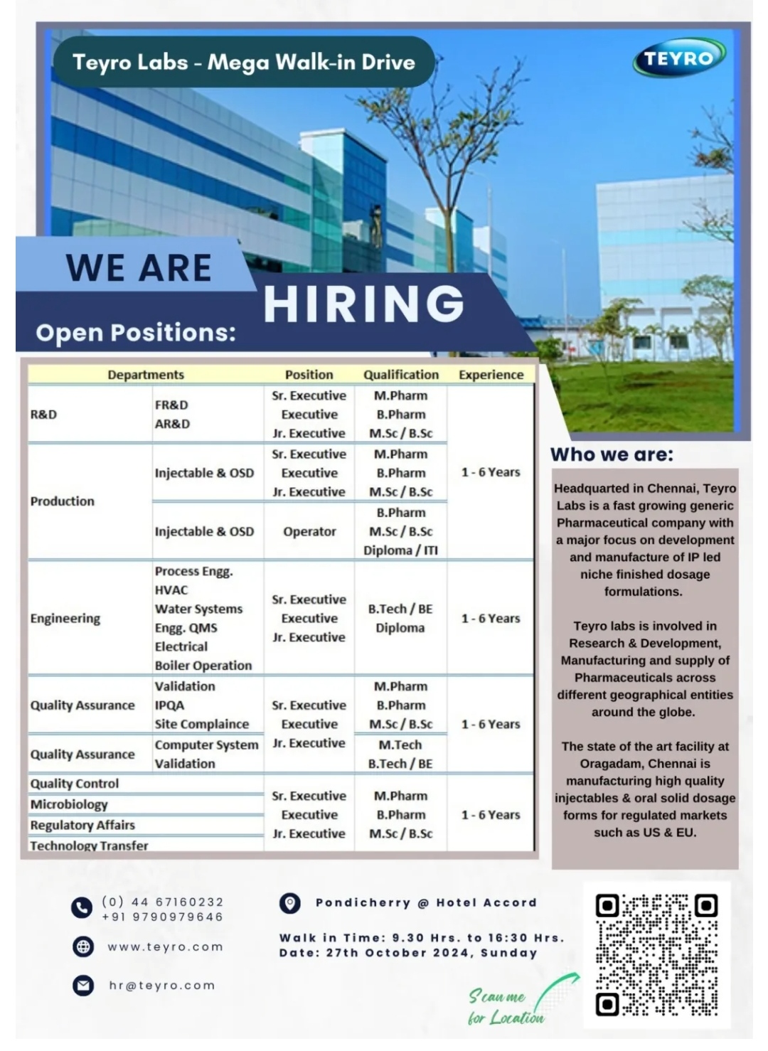 Exciting Careers at Teyro Labs: R&D, Quality Assurance, Engineering Jobs 2024 - Pharmakey