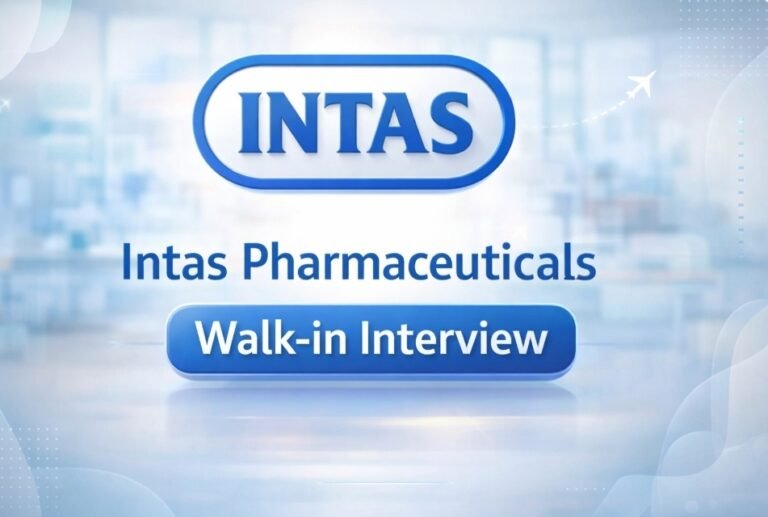 Intas Pharma Jobs Production QA QC Walk In 19th April 2026 - Pharmakey